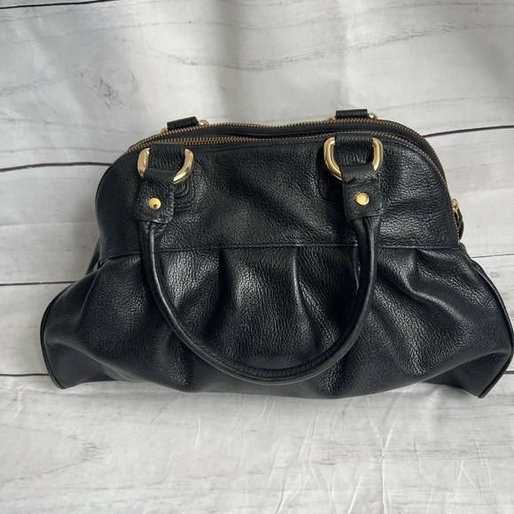 LOFT | Bags | Loft Genuine Black Leather Top Handle Shoulder Gold ...